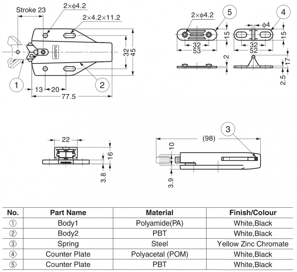 Touch Latch Non-magnetic MLC-100 - solmer.co.uk